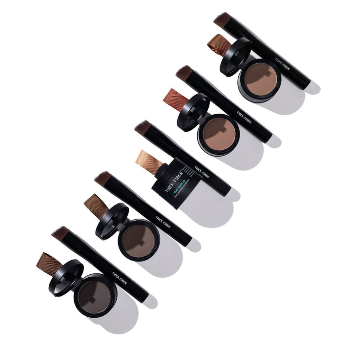 THICK FIBER Root Touch Up & Hairline Powder with Brush (Dark Brown ...
