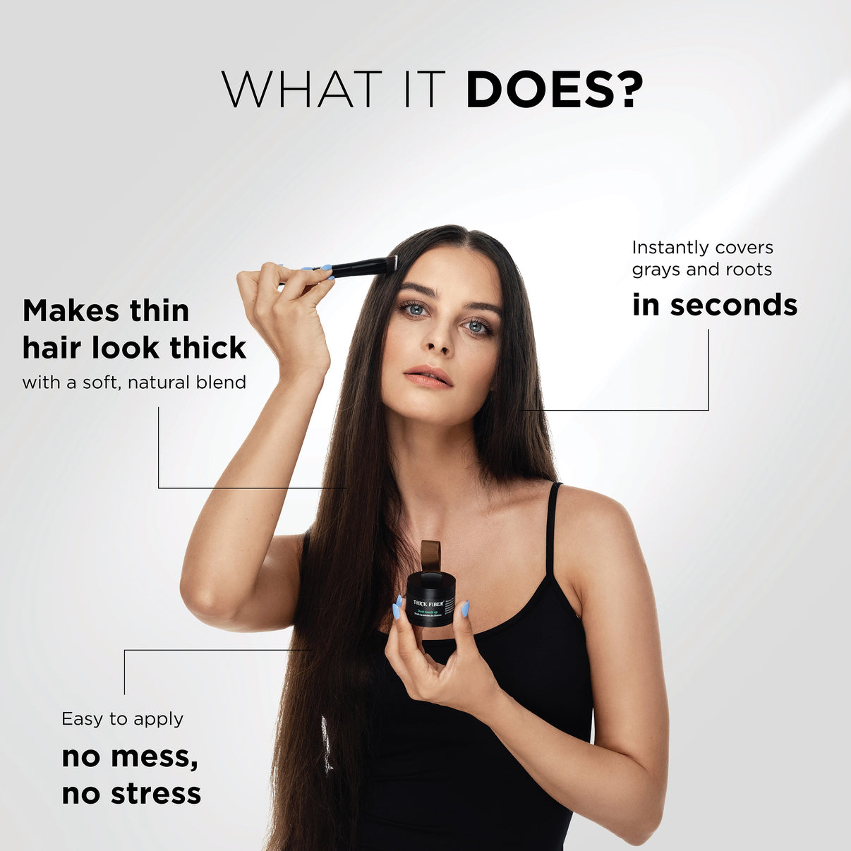 THICK FIBER Root Touch Up & Hairline Powder with Brush (Dark Brown ...