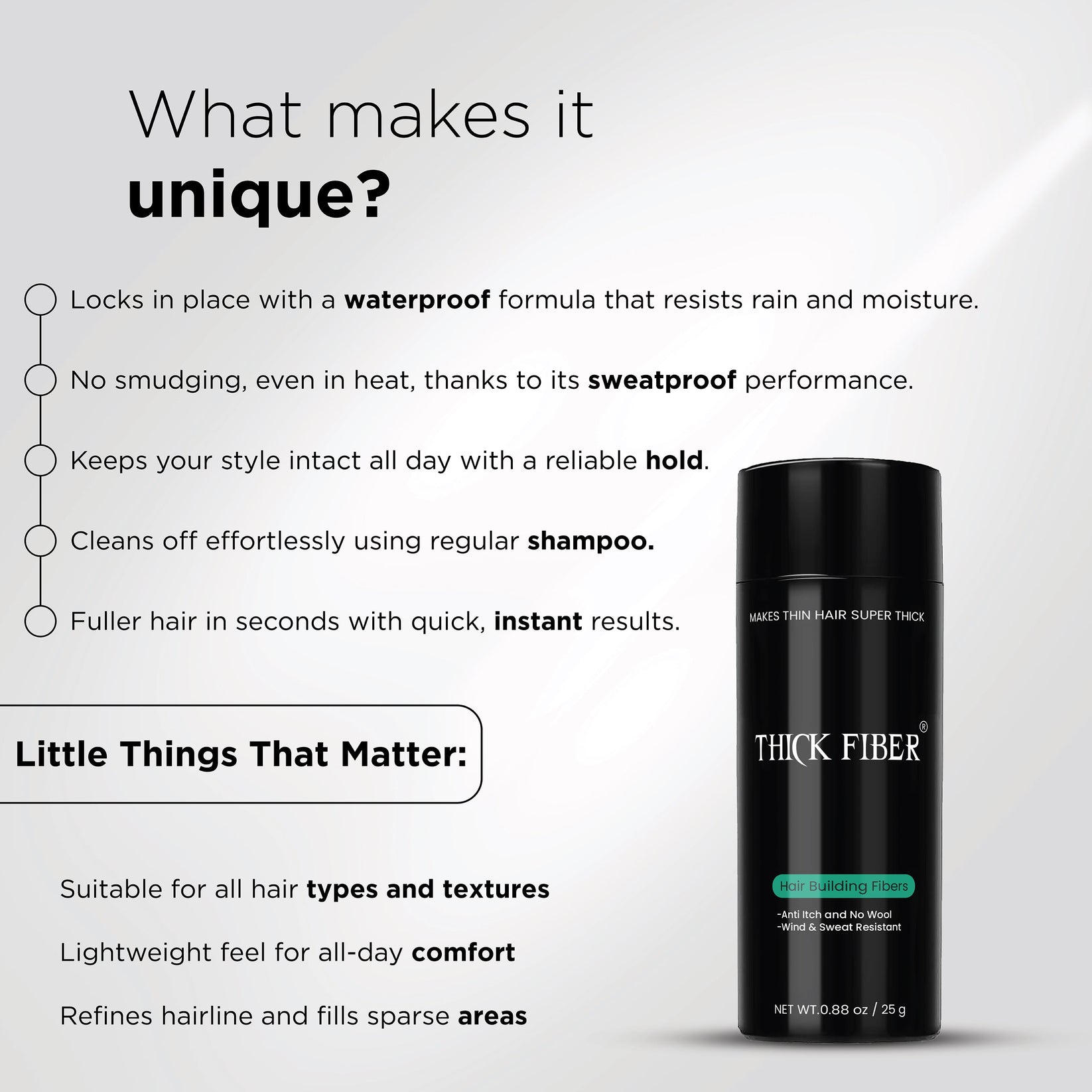 THICK FIBER Hair Building Fibers – Hair Loss Concealer for Thinning ...